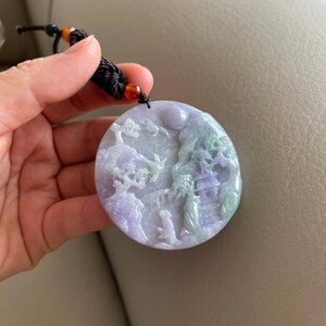 Carved Landscape Jadeite Jade Pendant, Chinese Style Scenery, Bridge ...