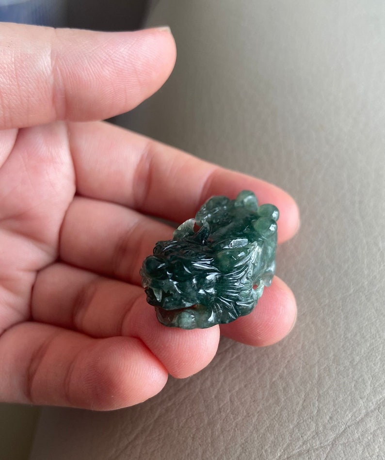 Chinese Pixiu (貔貅) Jadeite Jade Pendant, Light Green, Natural Grade A ...