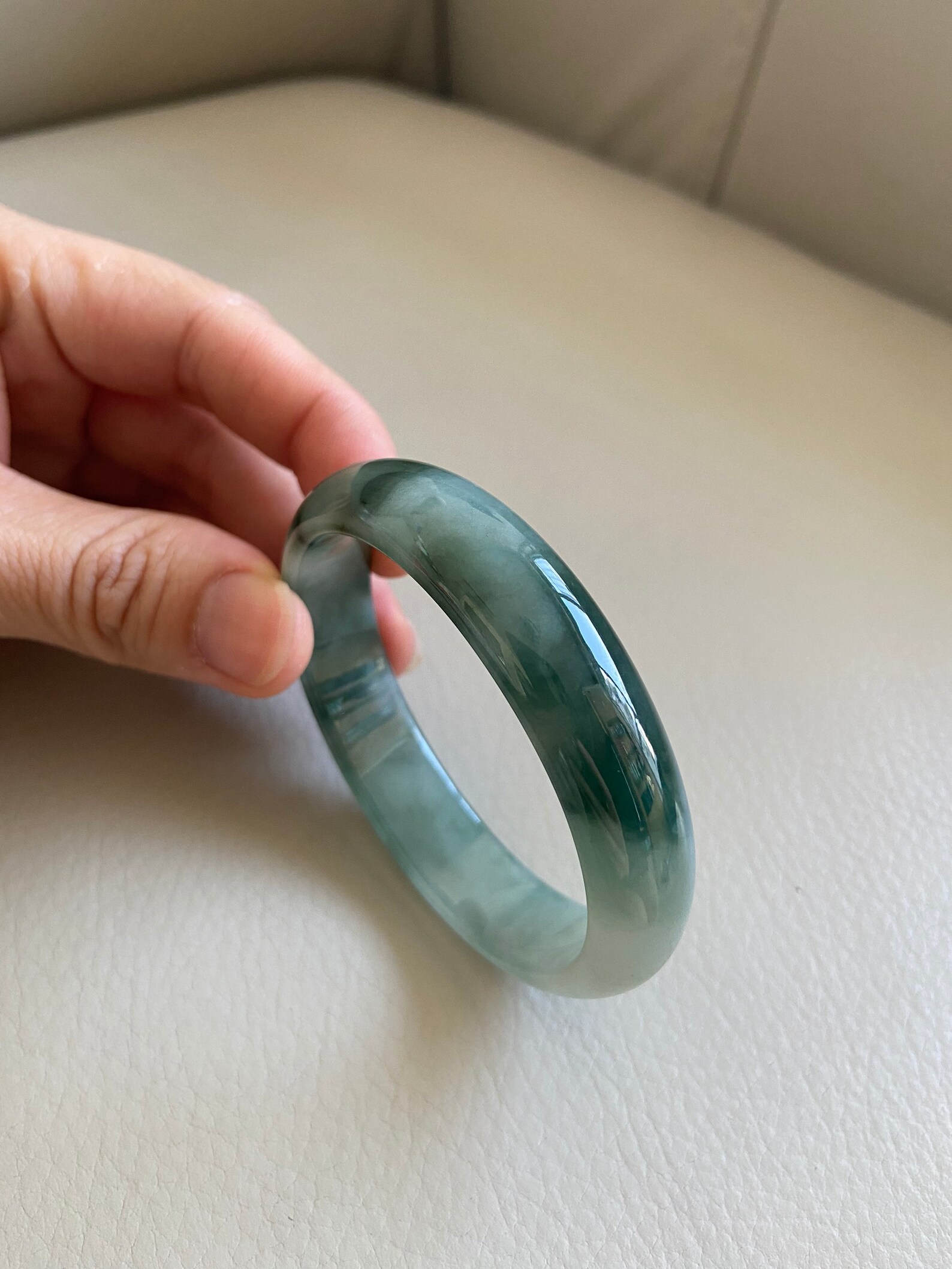 Jade Bangle 53.0mm 2.09 Oval Shape Green and Light - Etsy