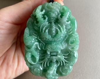 Chinese Dragon Jadeite Jade Pendant, Light Green, Natural Grade A Type ...