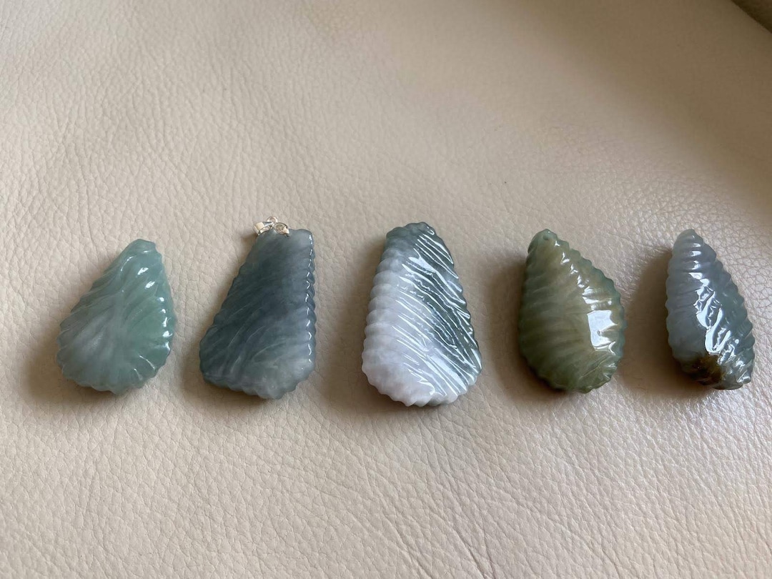 Light Green Raw Stone Jadeite Jade Pendant, Natural Grade A Jade Type A ...