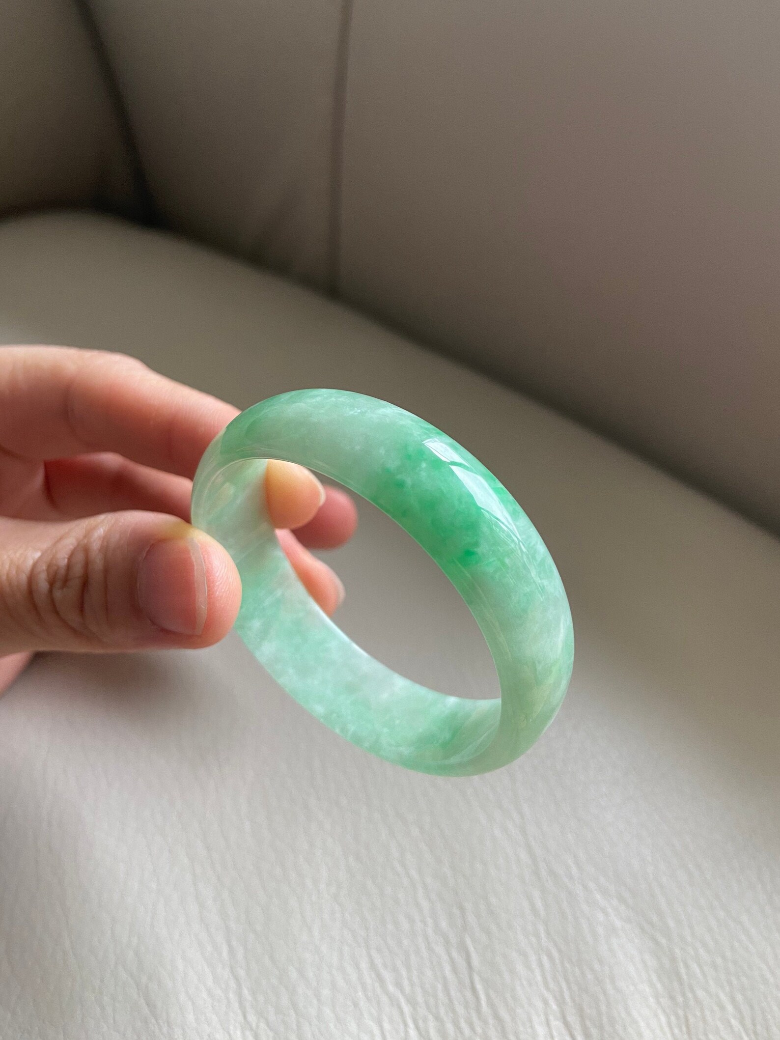 Jade Bangle 48.1mm 1.89 Light Green Bangle in Round - Etsy