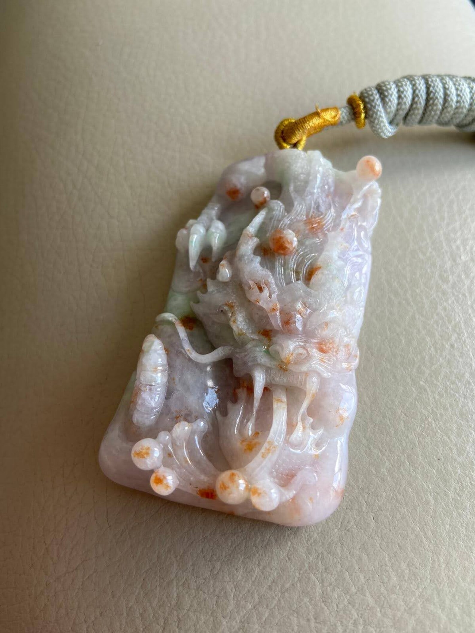 Chinese Dragon Jadeite Jade Pendant Light Lavender & Maroon - Etsy
