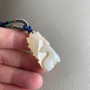 Nine-tailed Fox Jadeite Jade Pendant for Necklace, Yellow Brownish ...