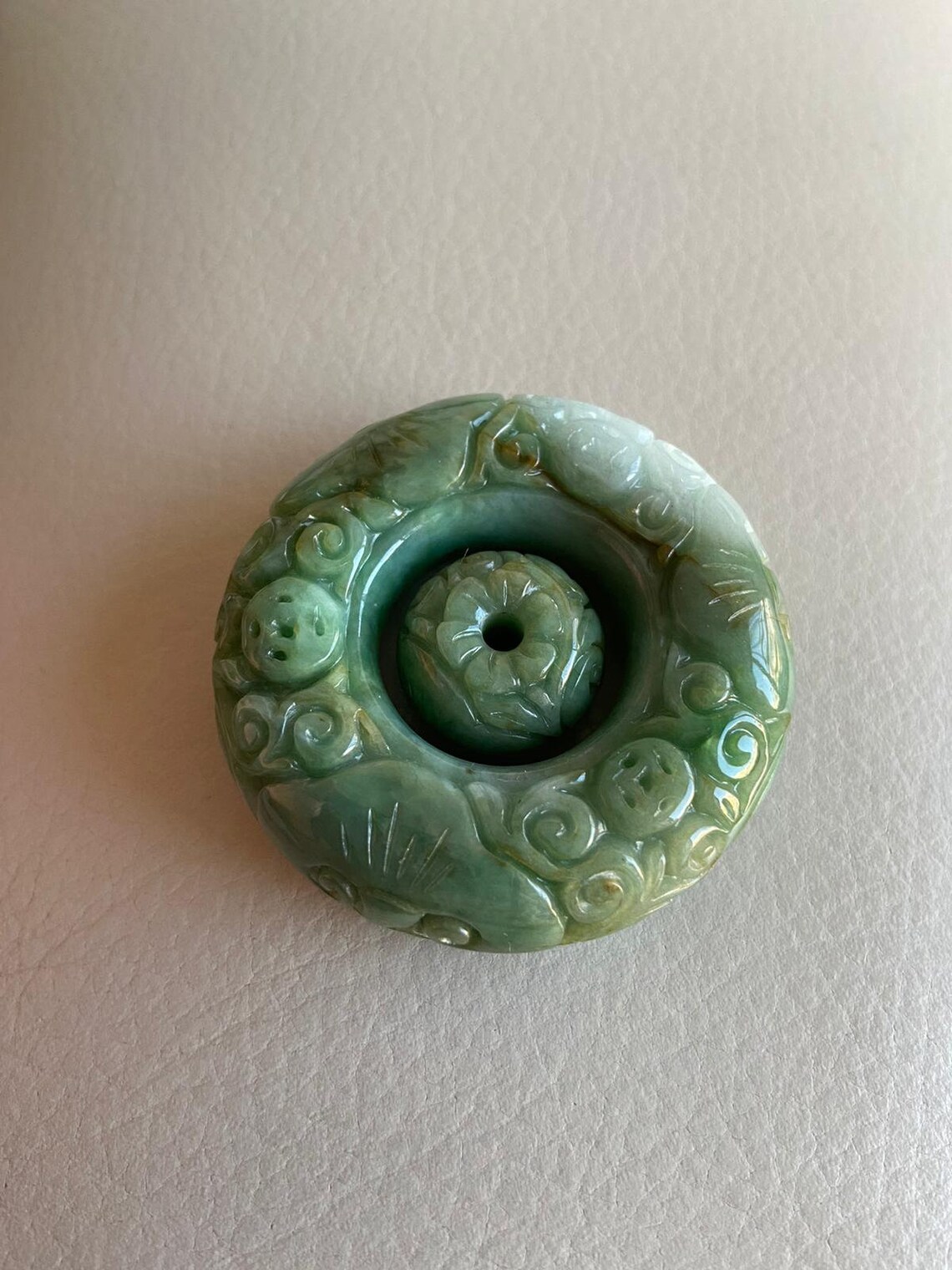 Jadeite Jade Donut Pendant & Jade Bead Green Natural Grade A - Etsy