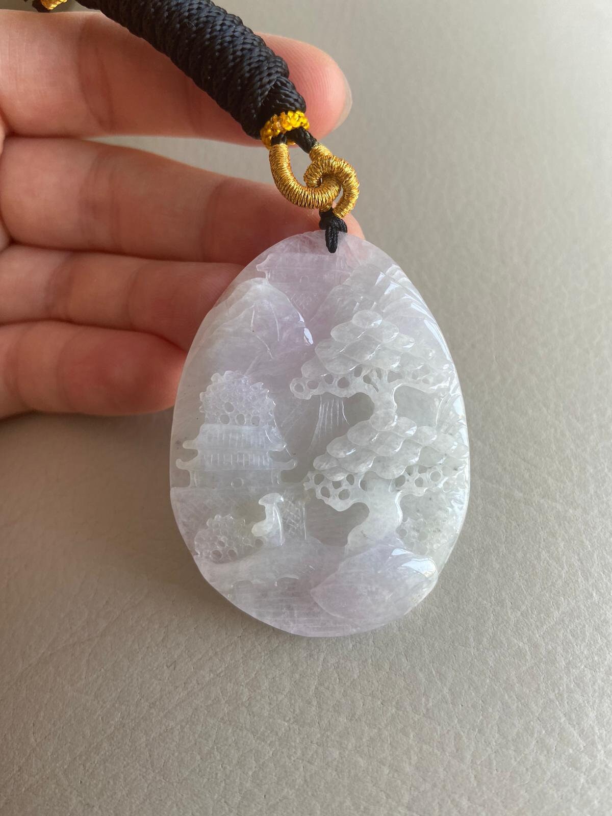 Carved Landscape Jadeite Jade Pendant, Chinese Style Scenery, Bridge ...