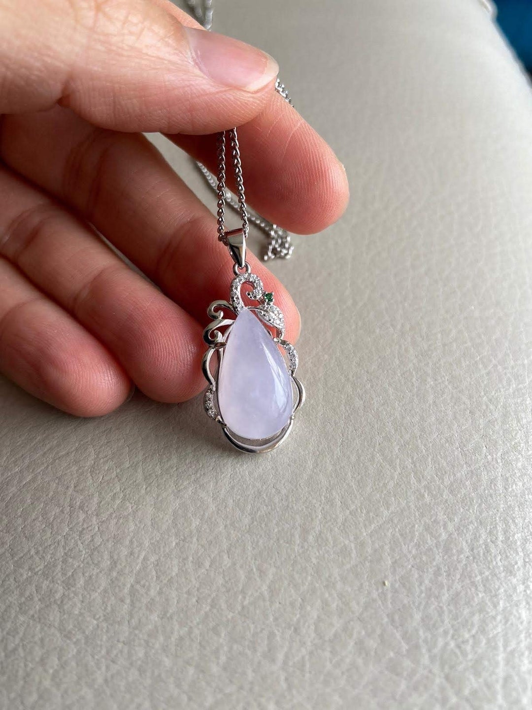 Water Drop Jadeite Jade Pendant, Light Lavender, Natural Grade A Jade ...