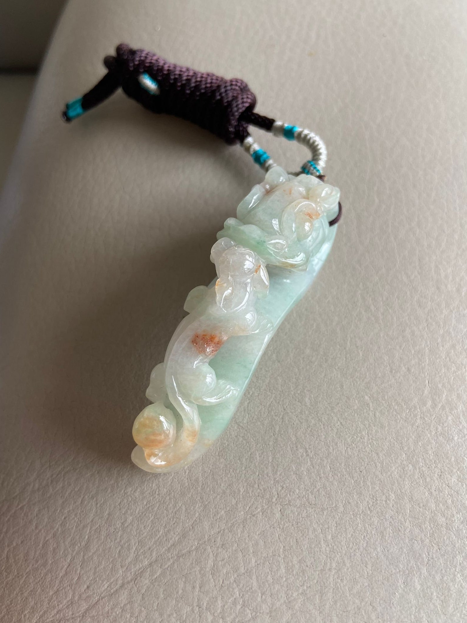 Chinese Dragon Hook Jadeite Jade Pendant, Light Green, Natural Grade A ...