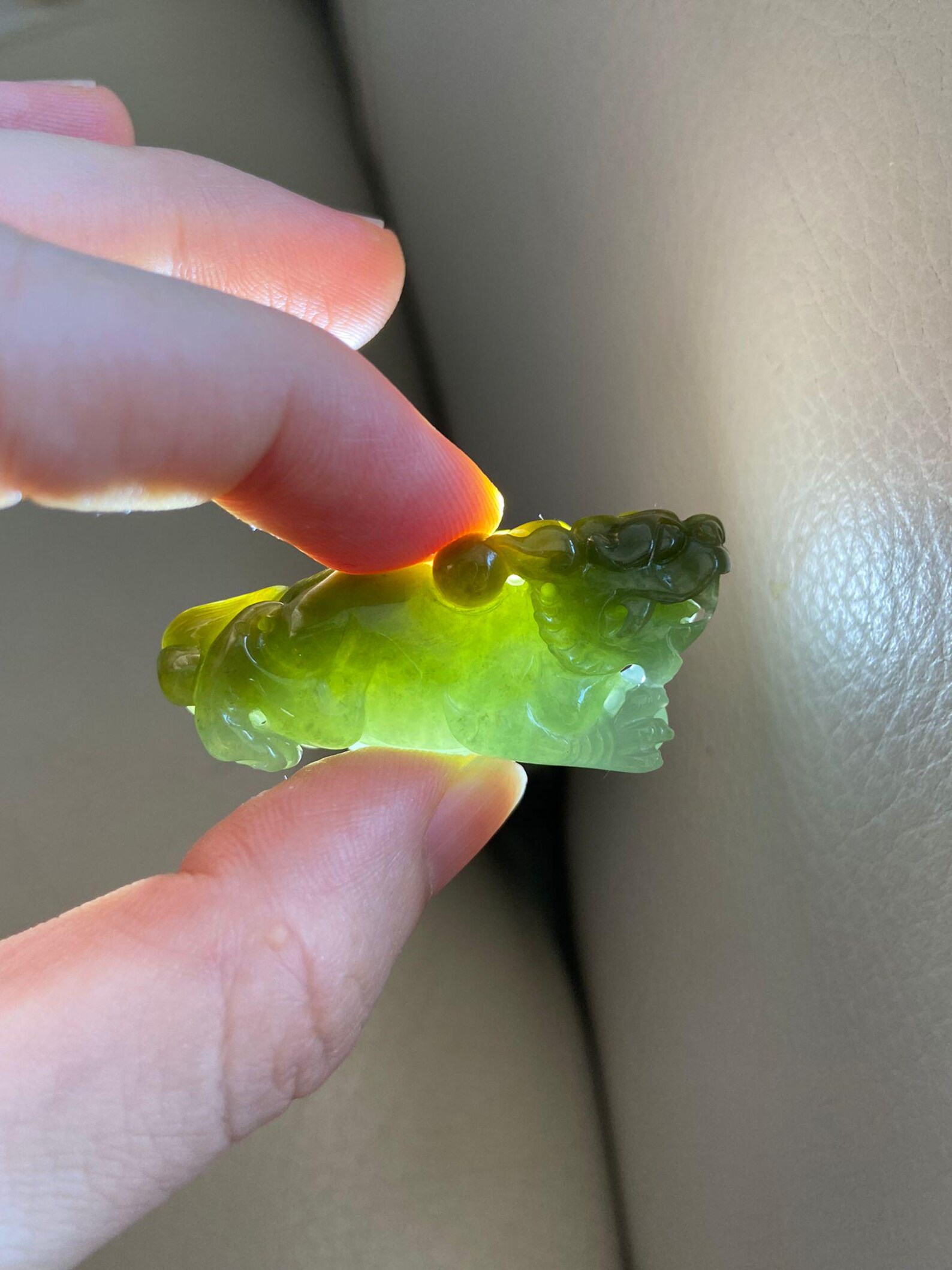 Chinese Pixiu (貔貅) Jadeite Jade Necklace Pendant, Light Green, Natural ...