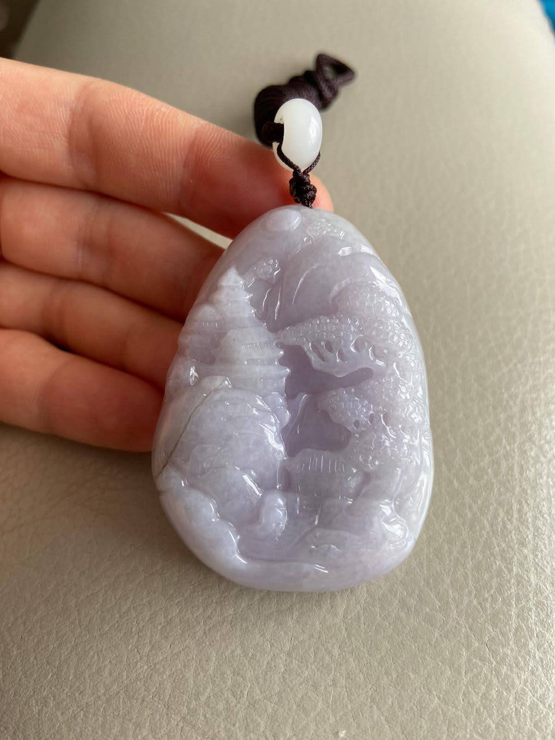 Carved Landscape Jadeite Jade Pendant, Chinese Style Scenery, Bridge ...
