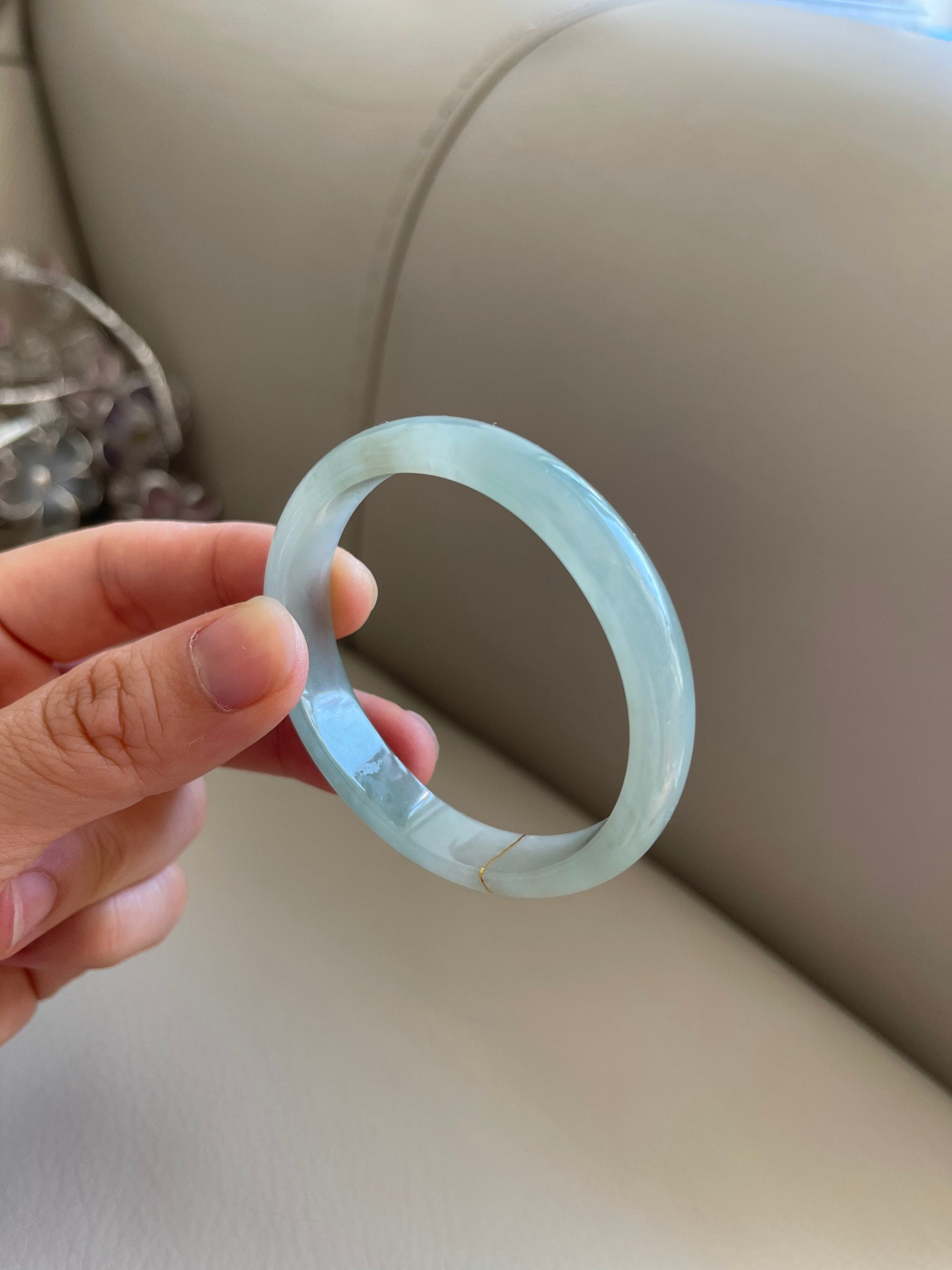 Jade Bangle 50.0mm 1.97 with Real Gold Oval Shape | Etsy