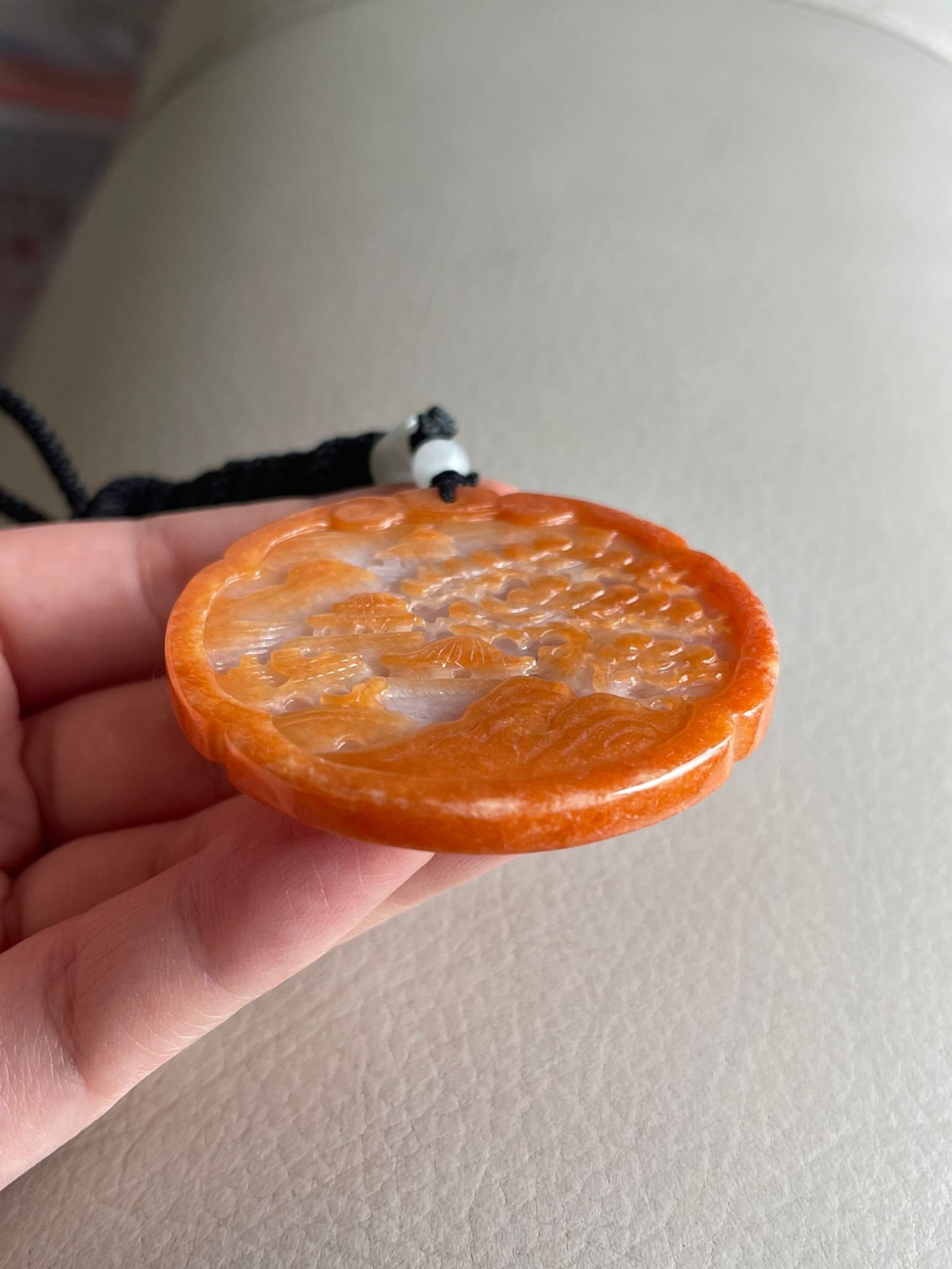 Carved Landscape Jadeite Jade Pendant, Chinese Style Scenery, Bridge ...