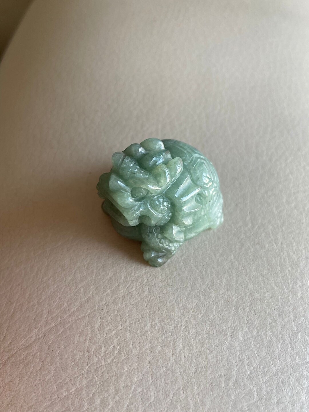 Chinese Dragon Turtle 龍龜 Jadeite Jade Statue, Light Green, Natural ...