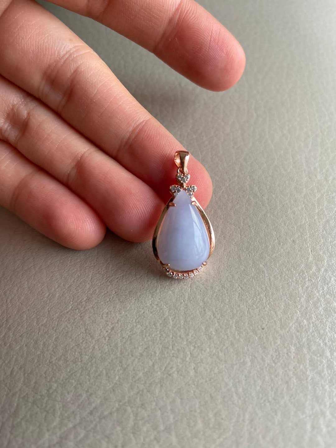 Water Drop Shape Jadeite Jade Pendant With 925 Silver Plate, Light ...