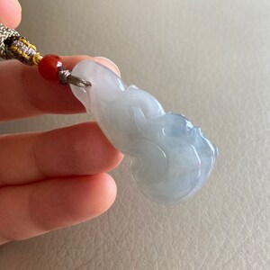 Nine-tailed Fox Jadeite Jade Pendant for Necklace, Light Green, Natural ...