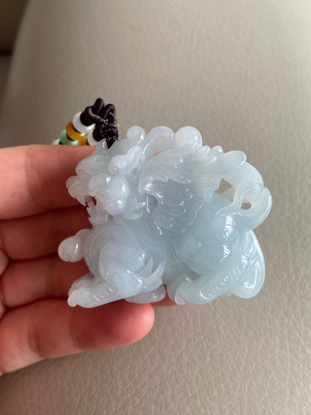 Chinese Pixiu (貔貅) Jadeite Jade Pendant, Light Green, Natural Grade A ...