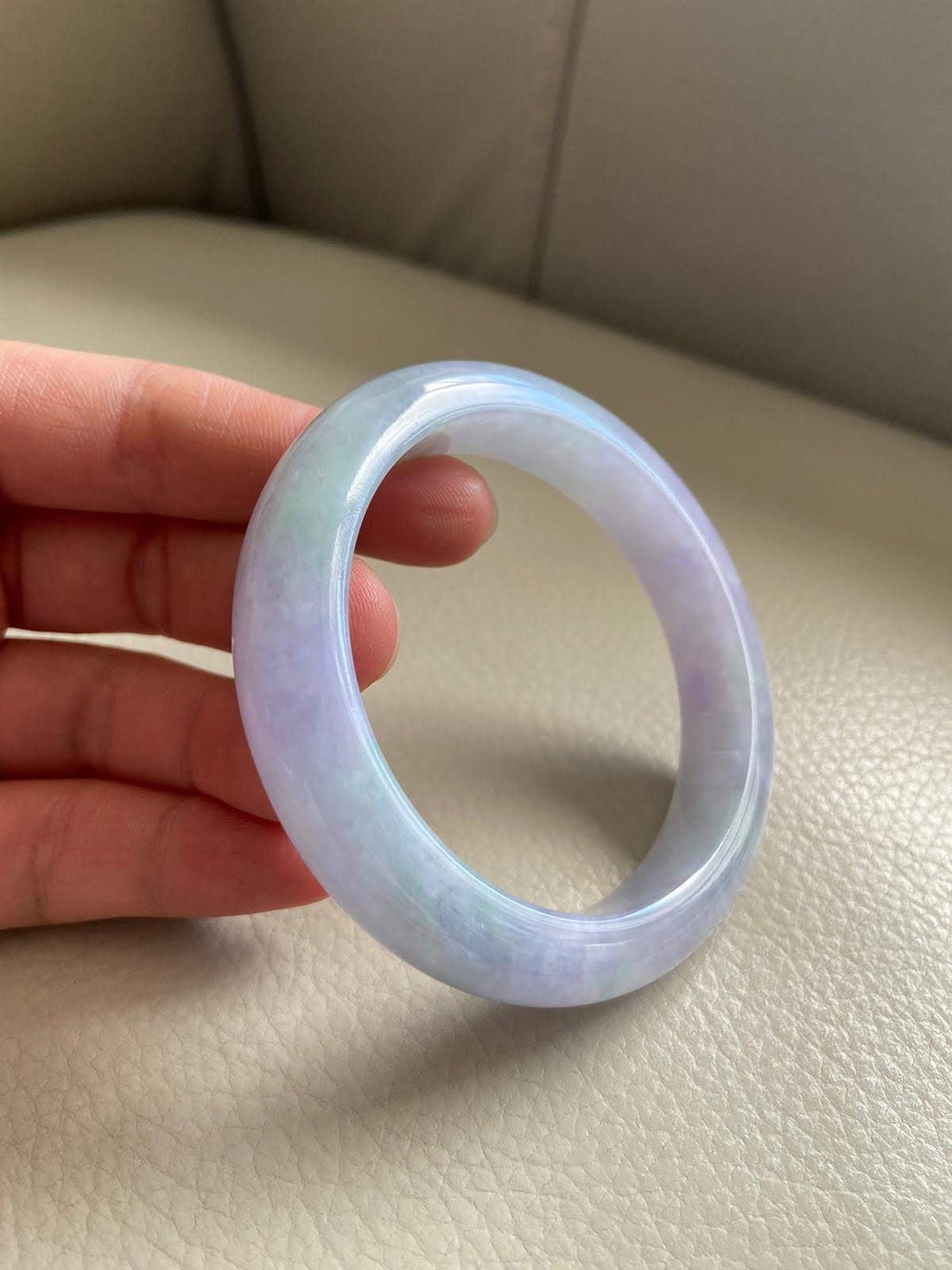 Jade Bangle 56.8mm (2.24"), Round Shape, Light Lavender, Natural ...