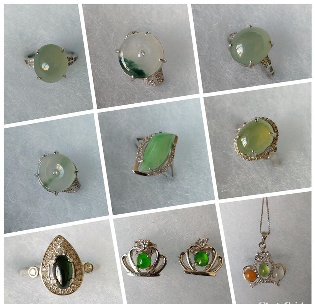 Jadeite Jade Ring in 925 Silver, Adjustable Size, Natural Grade A Jade ...