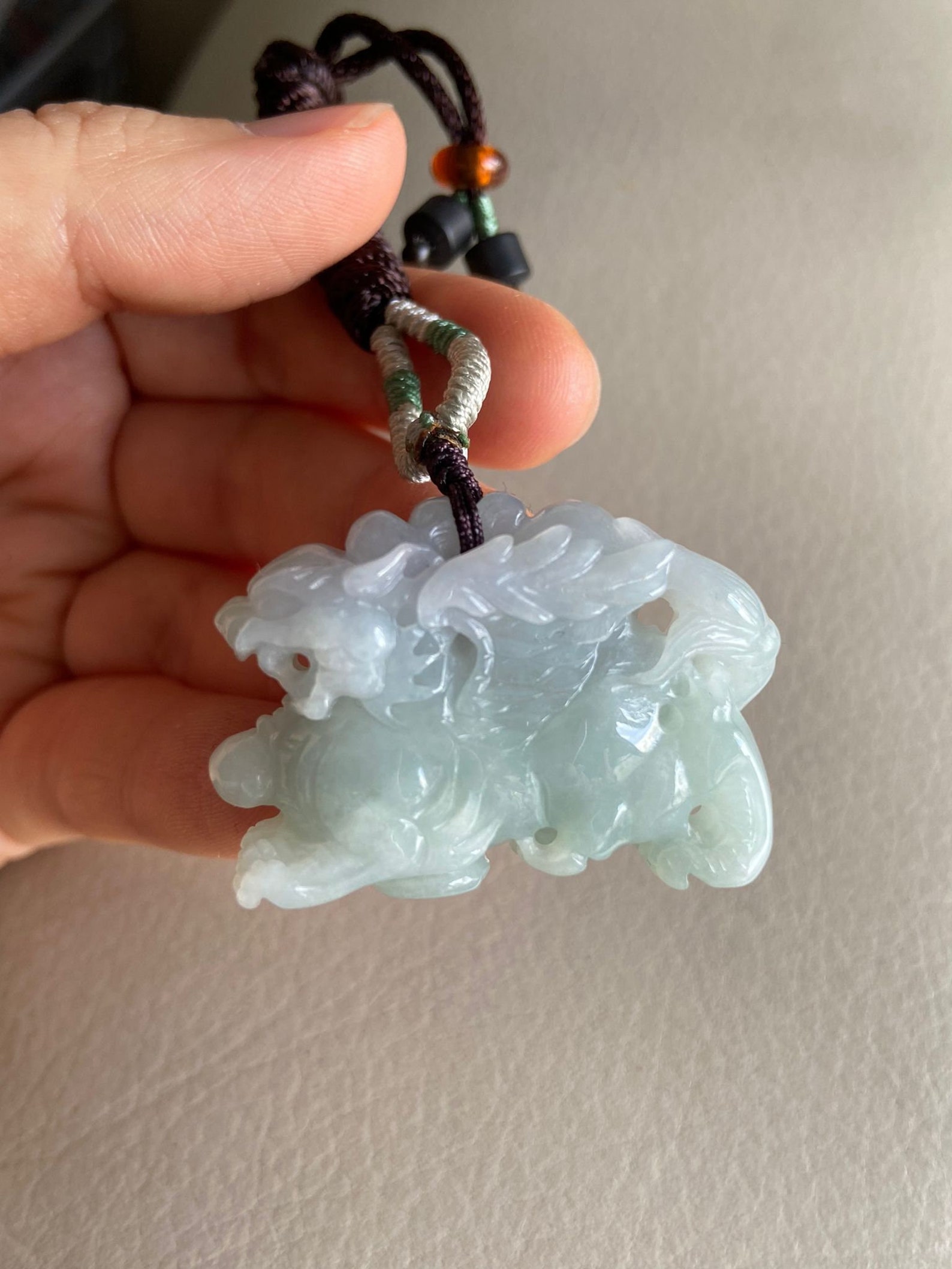 Chinese Pixiu (貔貅) Jadeite Jade Pendant, Light Green, Natural Grade A ...