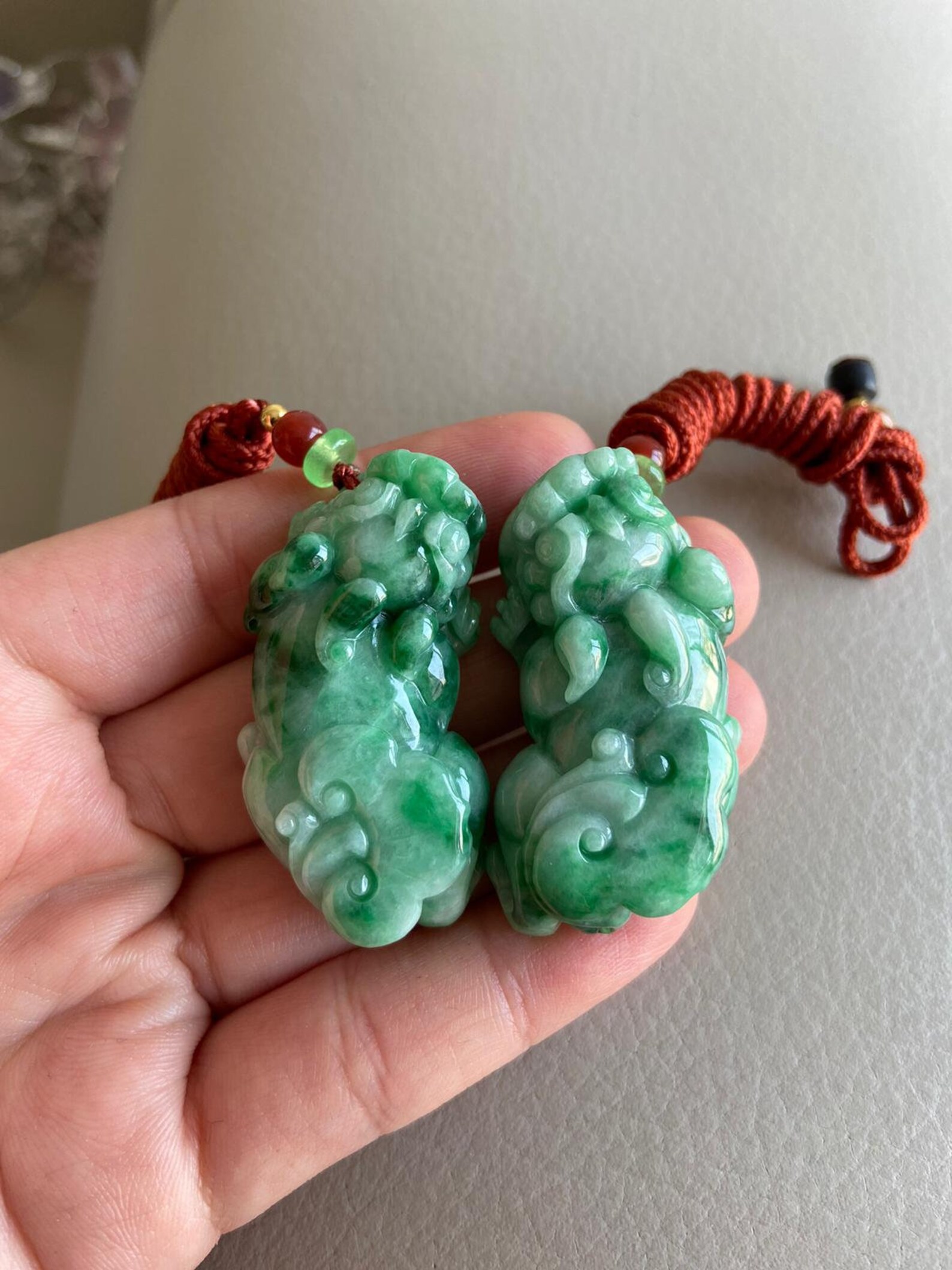 Pair Chinese Pixiu 貔貅 Jadeite Jade Pendant Light Green - Etsy
