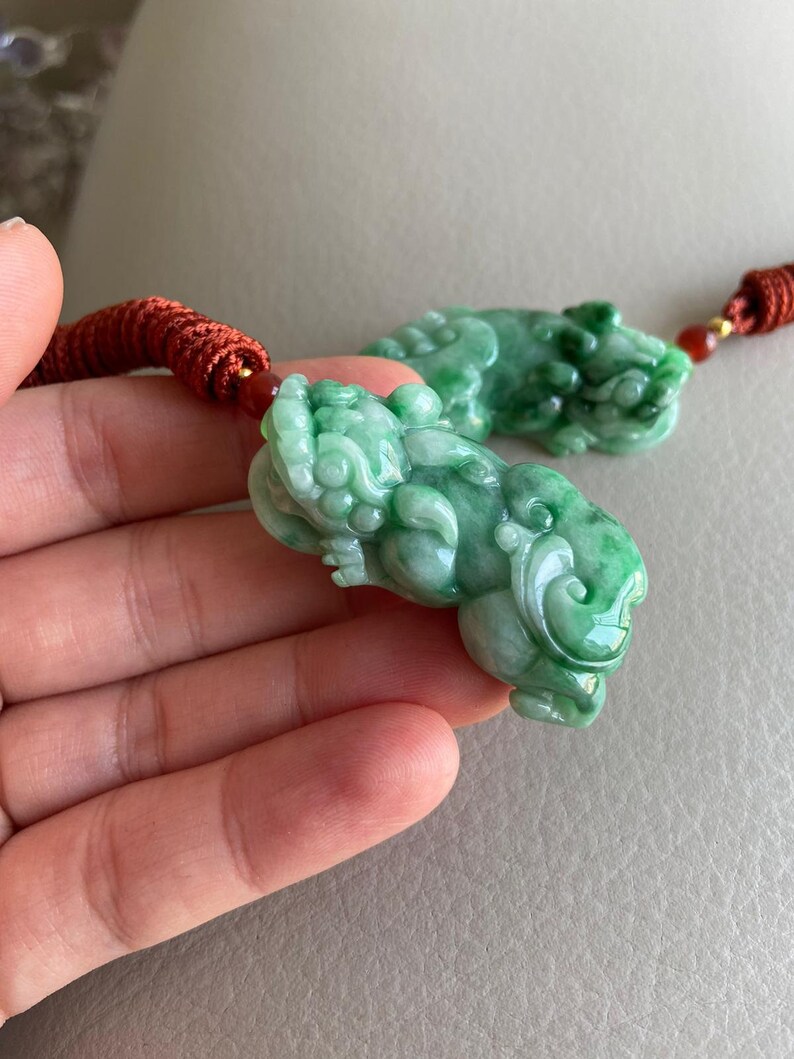 Pair Chinese Pixiu 貔貅 Jadeite Jade Pendant Light Green - Etsy