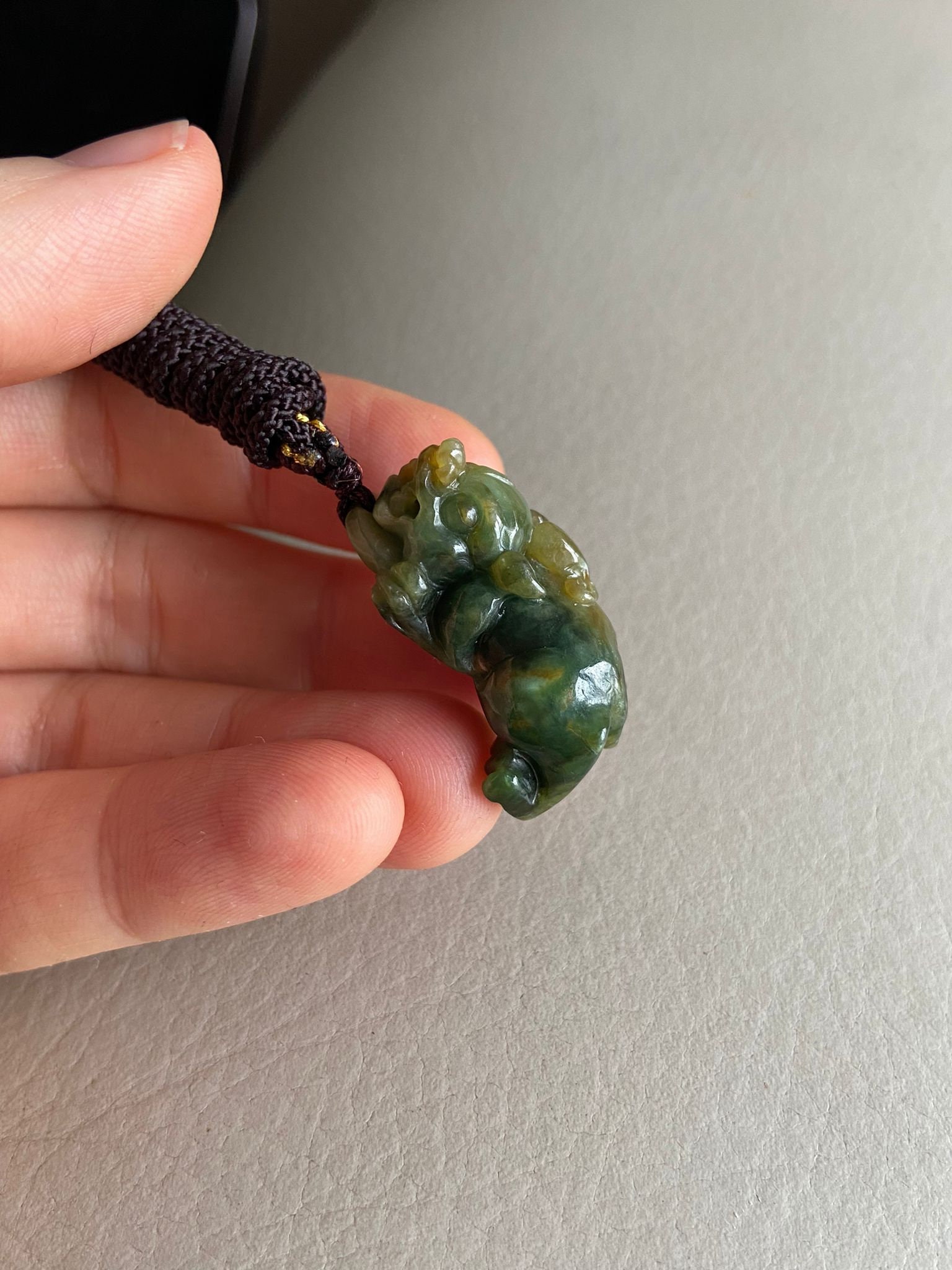 Chinese Pixiu (貔貅) Jadeite Jade Pendant, Green, Natural Grade A Jade ...