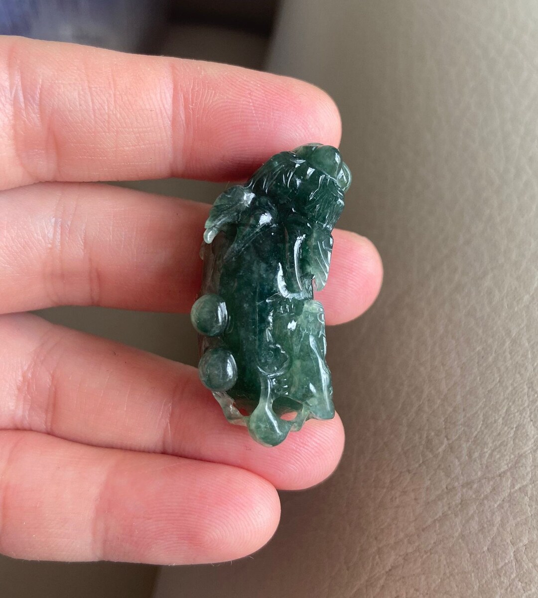 Chinese Pixiu (貔貅) Jadeite Jade Pendant, Light Green, Natural Grade A ...