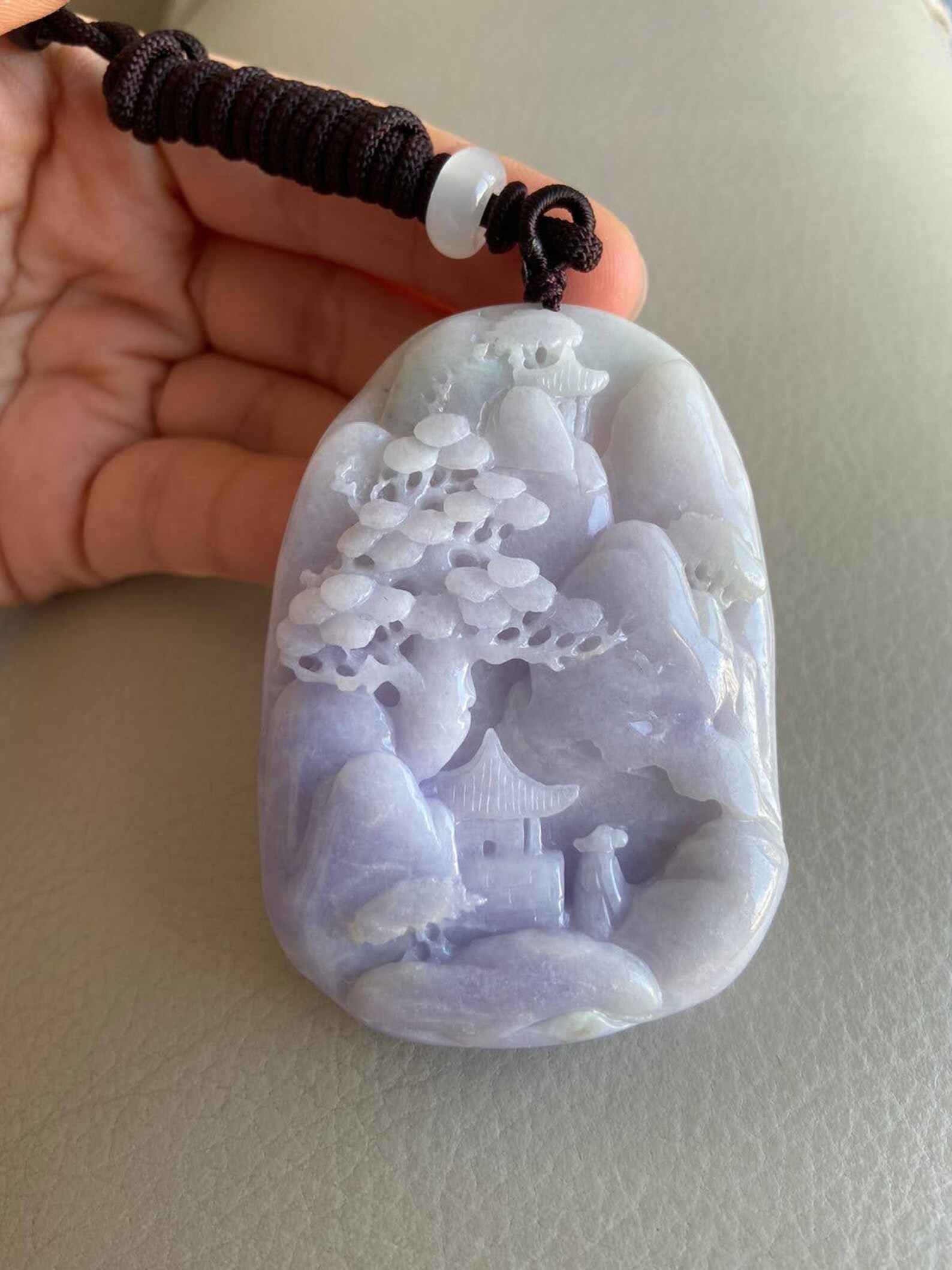 Carved Landscape Jadeite Jade Pendant Chinese Style Scenery - Etsy