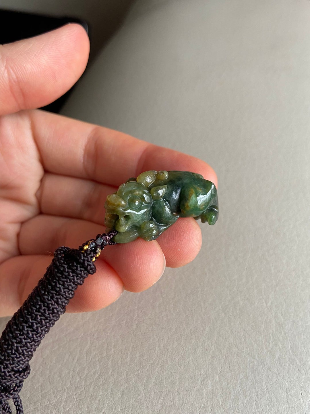 Chinese Pixiu (貔貅) Jadeite Jade Pendant, Green, Natural Grade A Jade ...