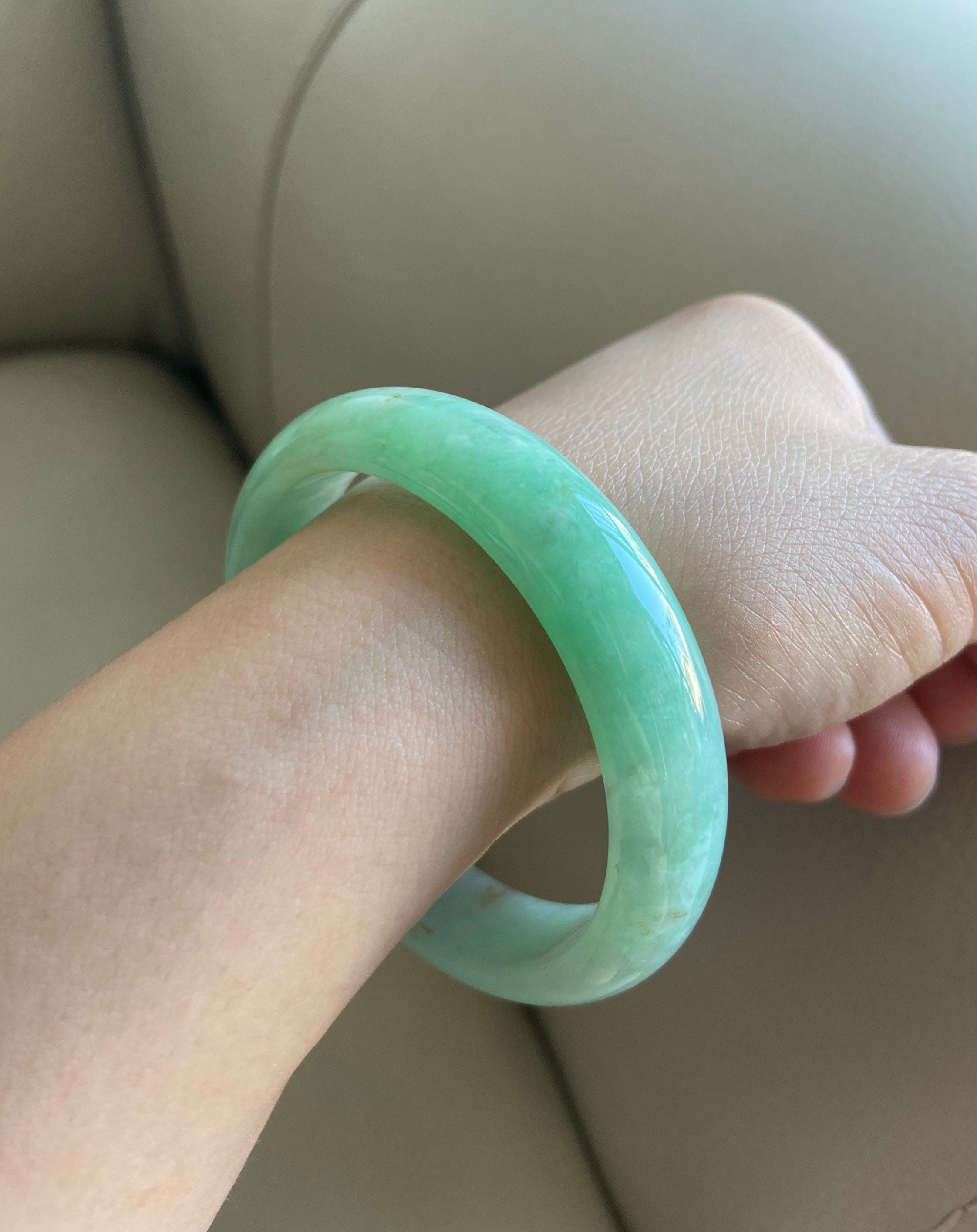 Jade Bangle 57.5mm 2.26 Round Shape Light Green | Etsy