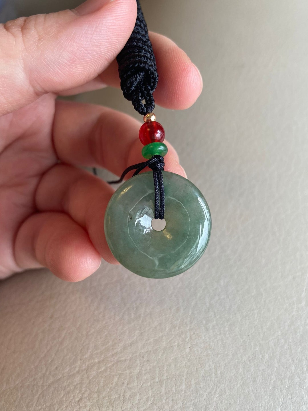 24.5mm Jadeite Jade Donut Pendant, Light Green, Natural Grade A Jade ...