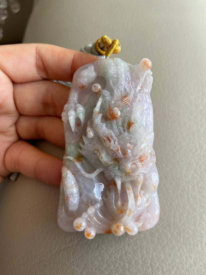 Chinese Dragon Jadeite Jade Pendant Light Lavender & Maroon - Etsy