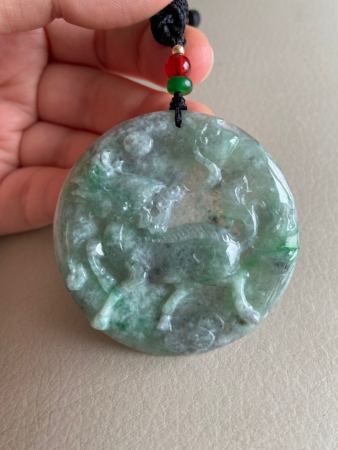 Qilin (or Kirin 麒麟) Jadeite Jade Pendant, Light Green, Natural Grade A ...