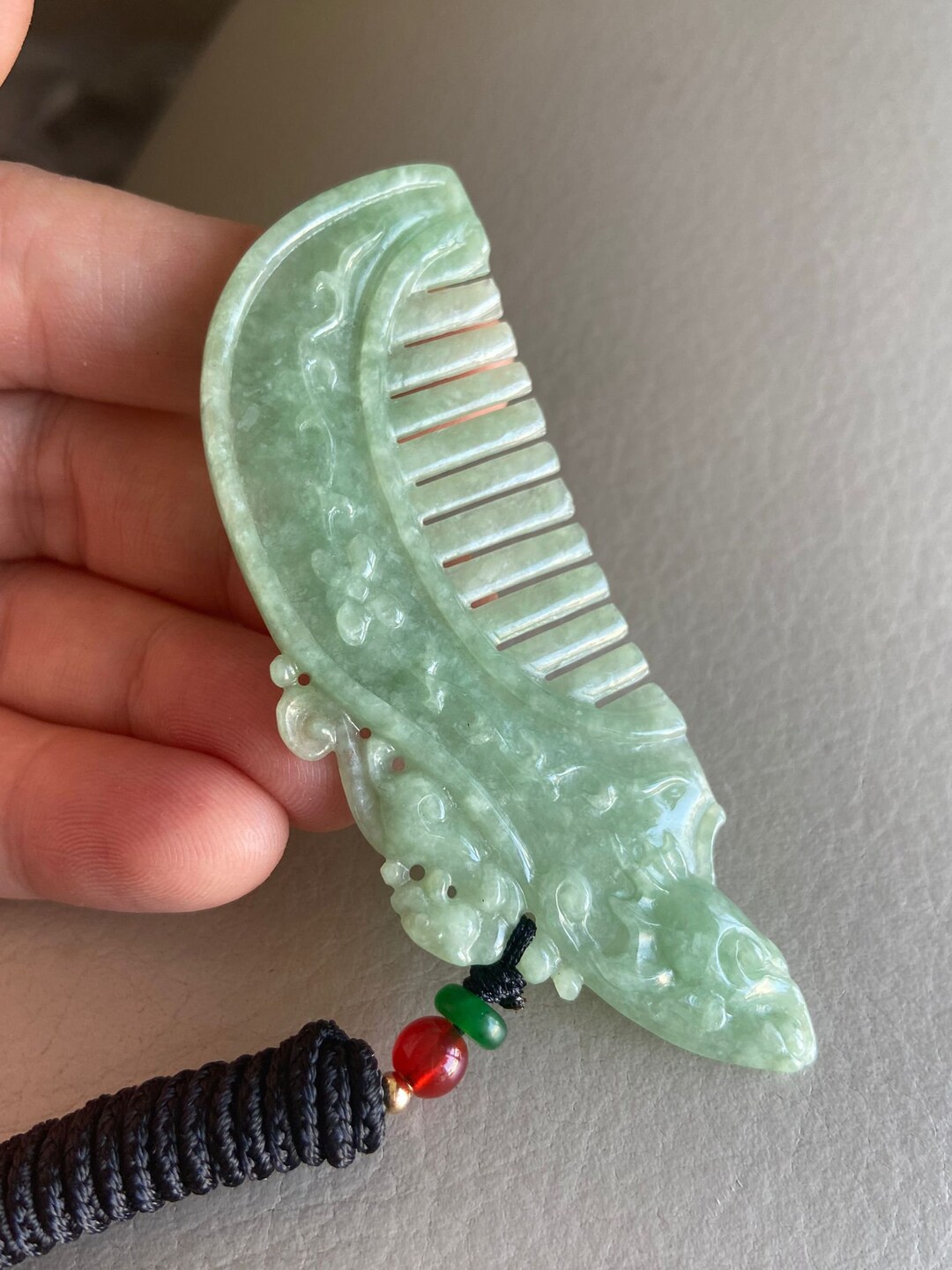 Jadeite Jade Comb, Light Green, Natural Grade A Jade, Burma Burmese ...