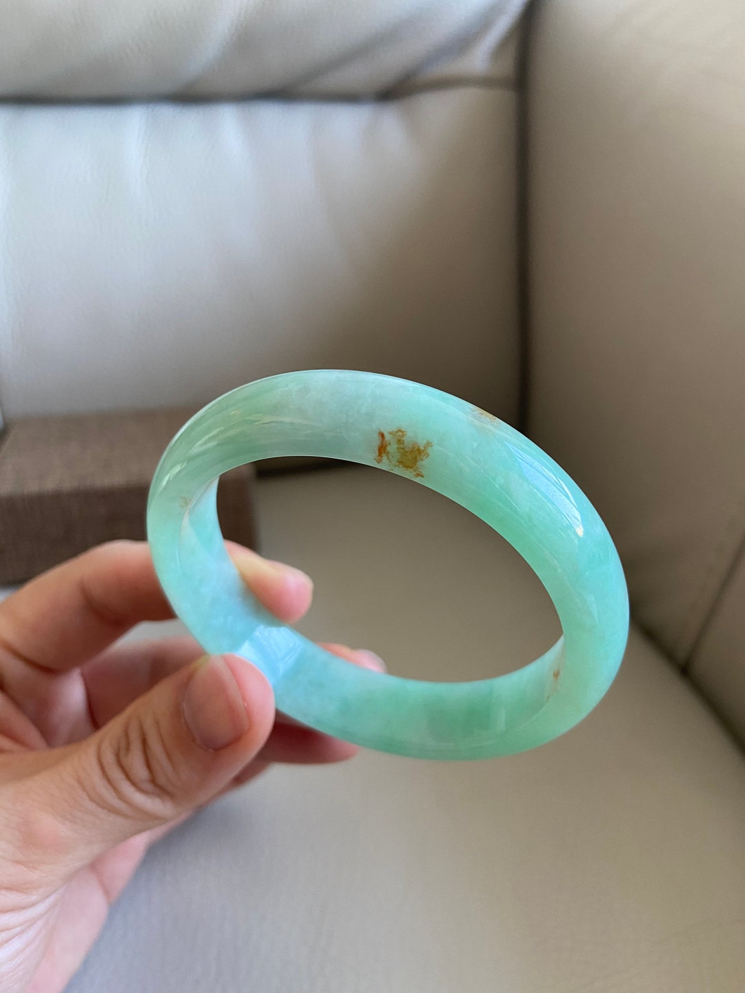 Jade Bangle 57.5mm (2.26"), Round Shape, Light Green, Natural Jadeite ...