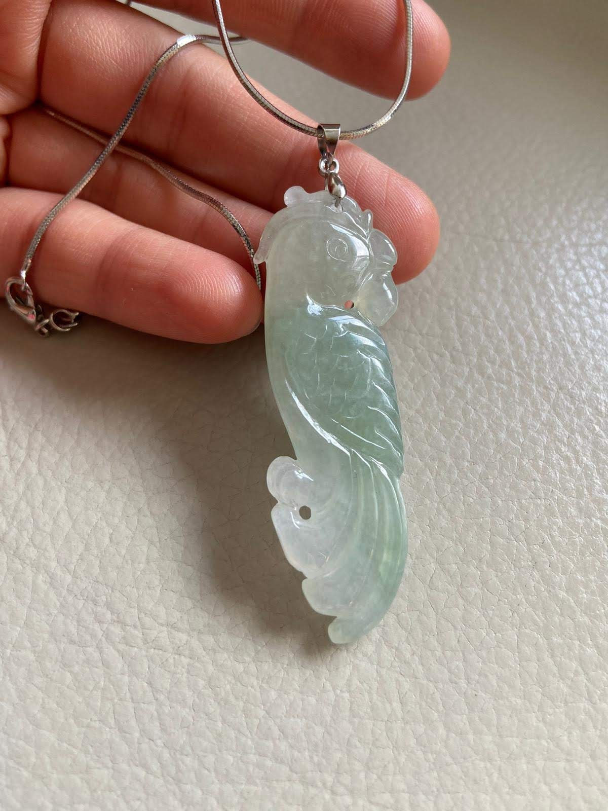 Parrot Jadeite Jade Pendants for Necklace Icy Light Green | Etsy
