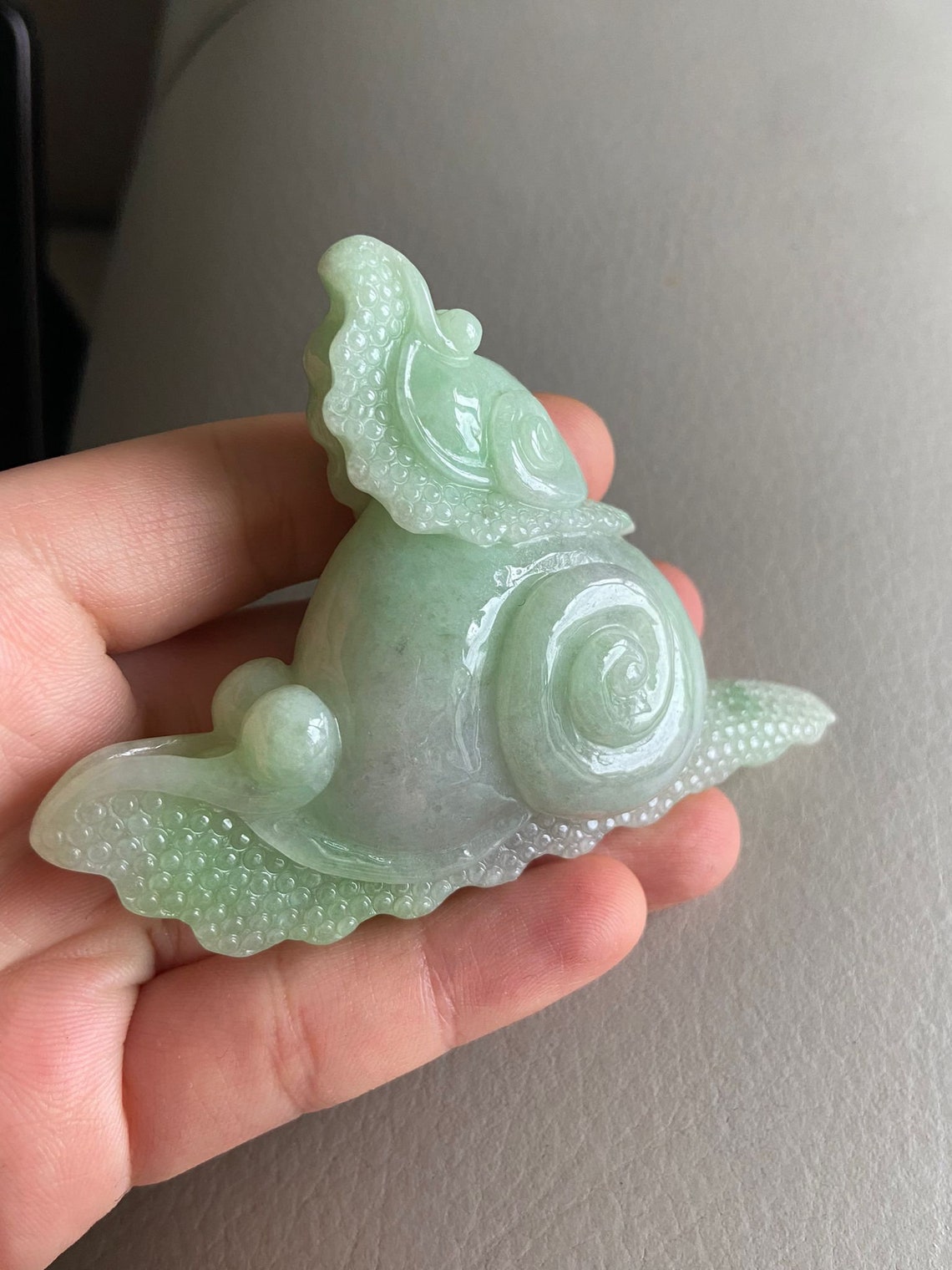 Snail Jadeite Jade Statue, Light Green, Natural Grade A Jade Certified ...