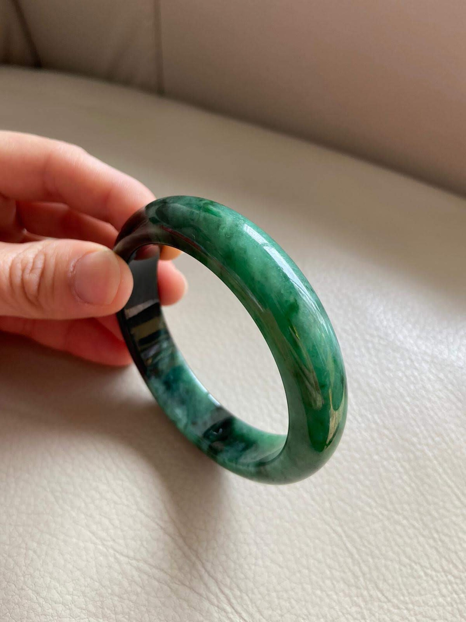 Jade Bangle 59.7mm 2.35 Round Shape Green & Light - Etsy
