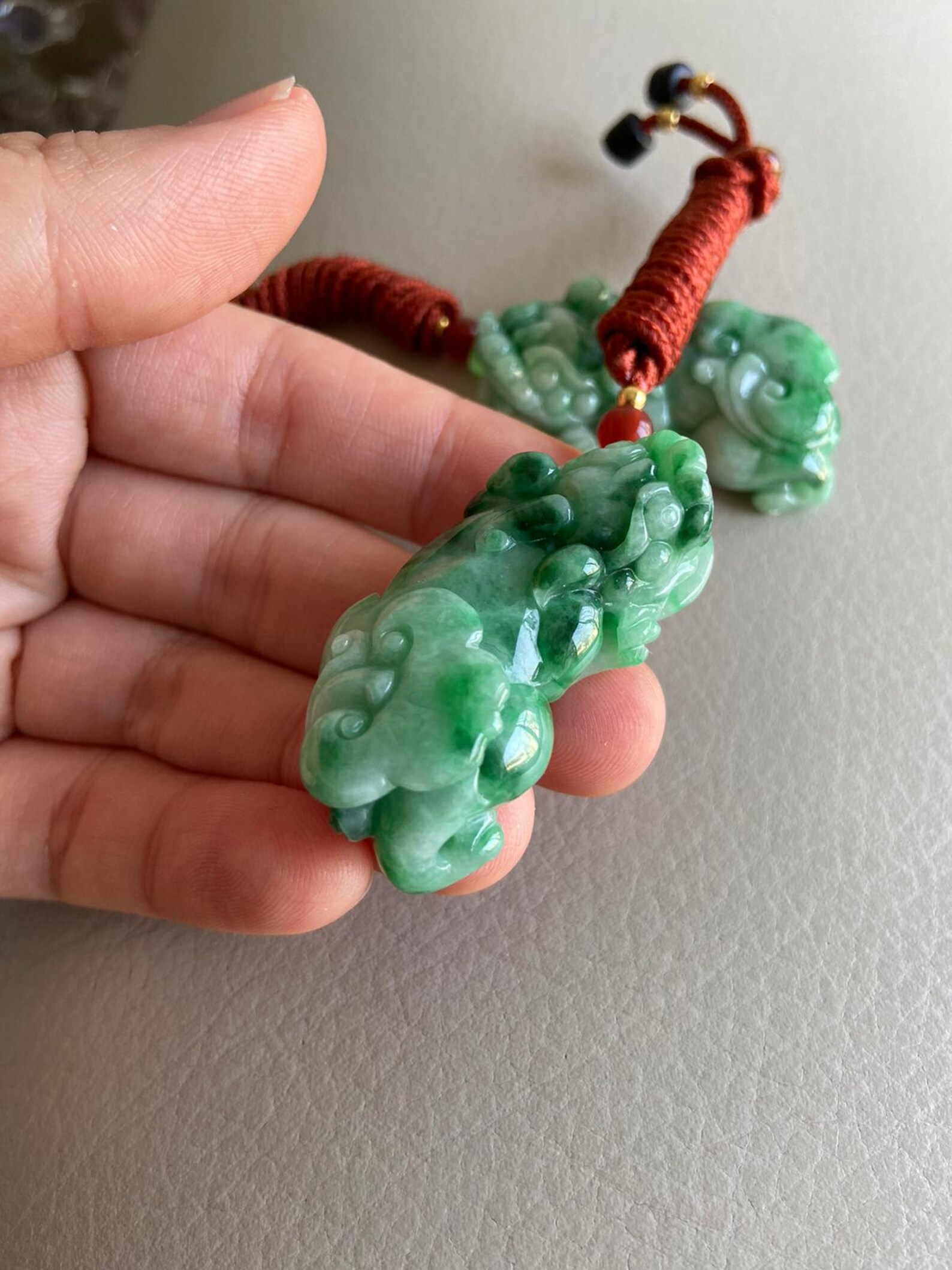 Pair Chinese Pixiu 貔貅 Jadeite Jade Pendant Light Green - Etsy