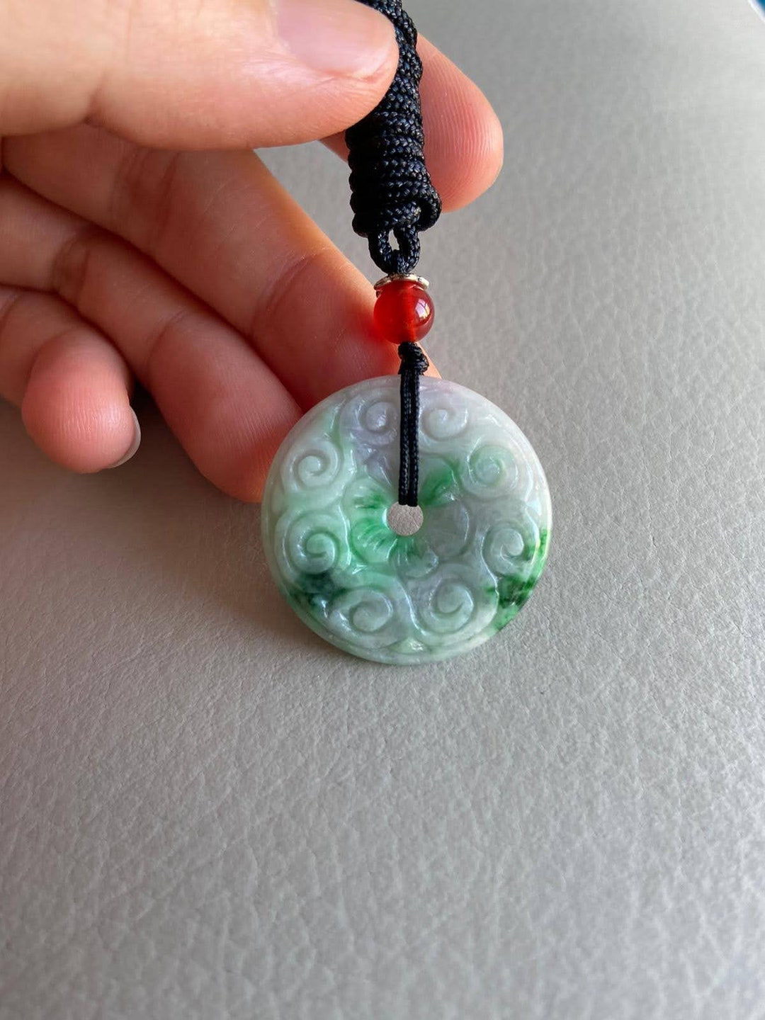 Antique Jadeite Jade Donut Pendant Light Green & Lavender - Etsy