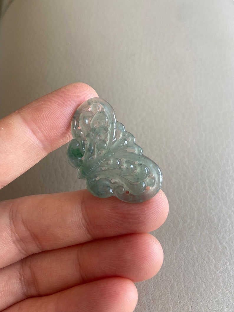 Butterfly Jadeite Jade Pendant, Light Green, Natural Grade A Jade ...
