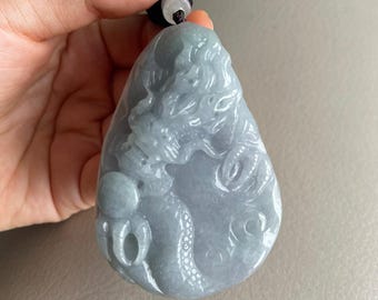 Chinese Dragon Jadeite Jade Pendant, Light Green, Natural Grade A Jade ...