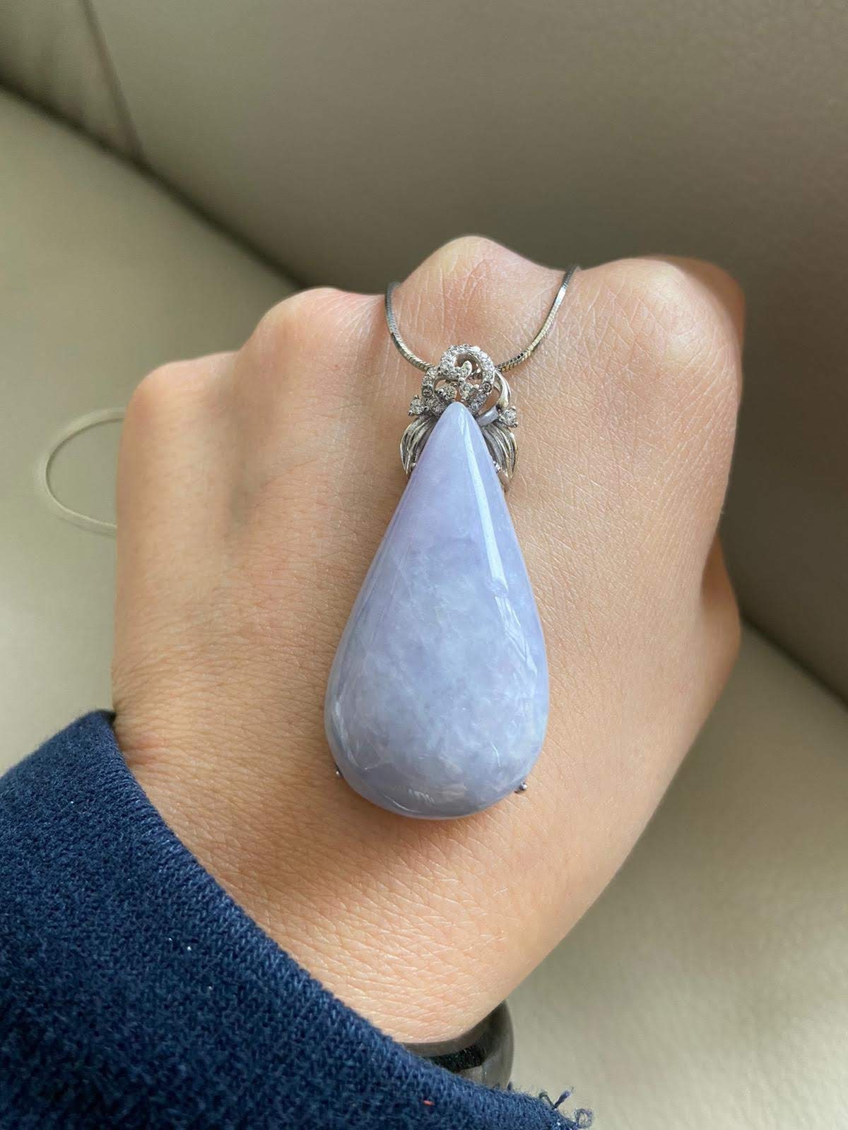 Water Drop Jadeite Jade Pendant Light Lavender Natural Grade | Etsy