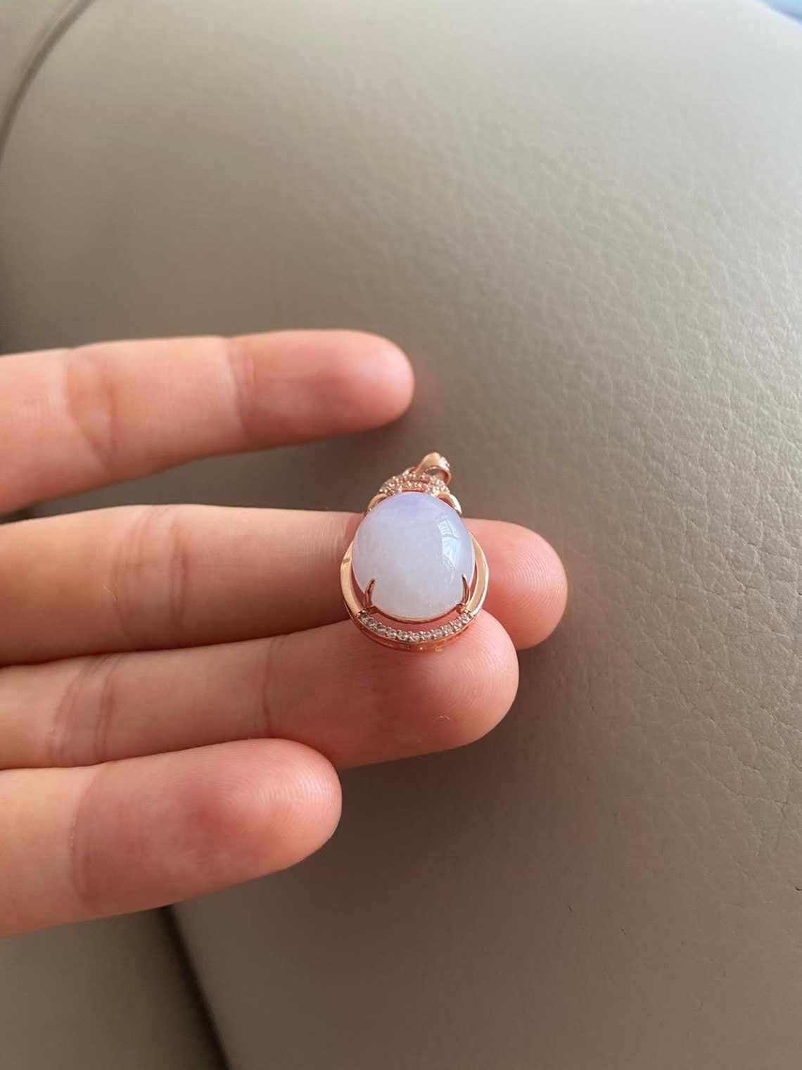 Oval Egg Shape Jadeite Jade Pendant, With 925 Silver Plate, Light ...