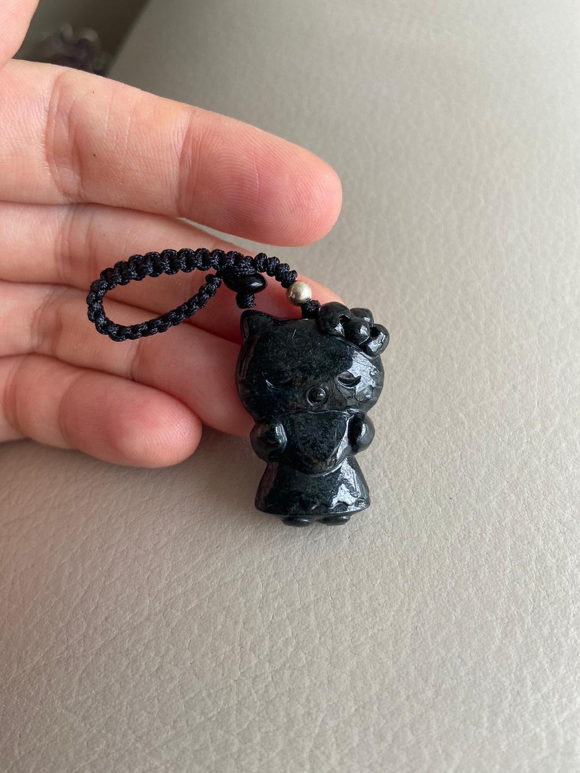 Hello Kitty Cat Jadeite Jade Pendant Mobile Chain Smoky | Etsy