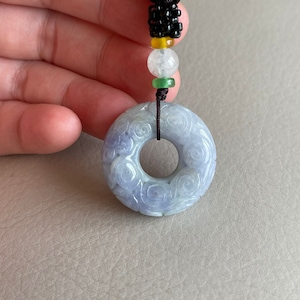 Jadeite Jade Donut Pendant, Light Lavender & Green, Natural Grade A ...