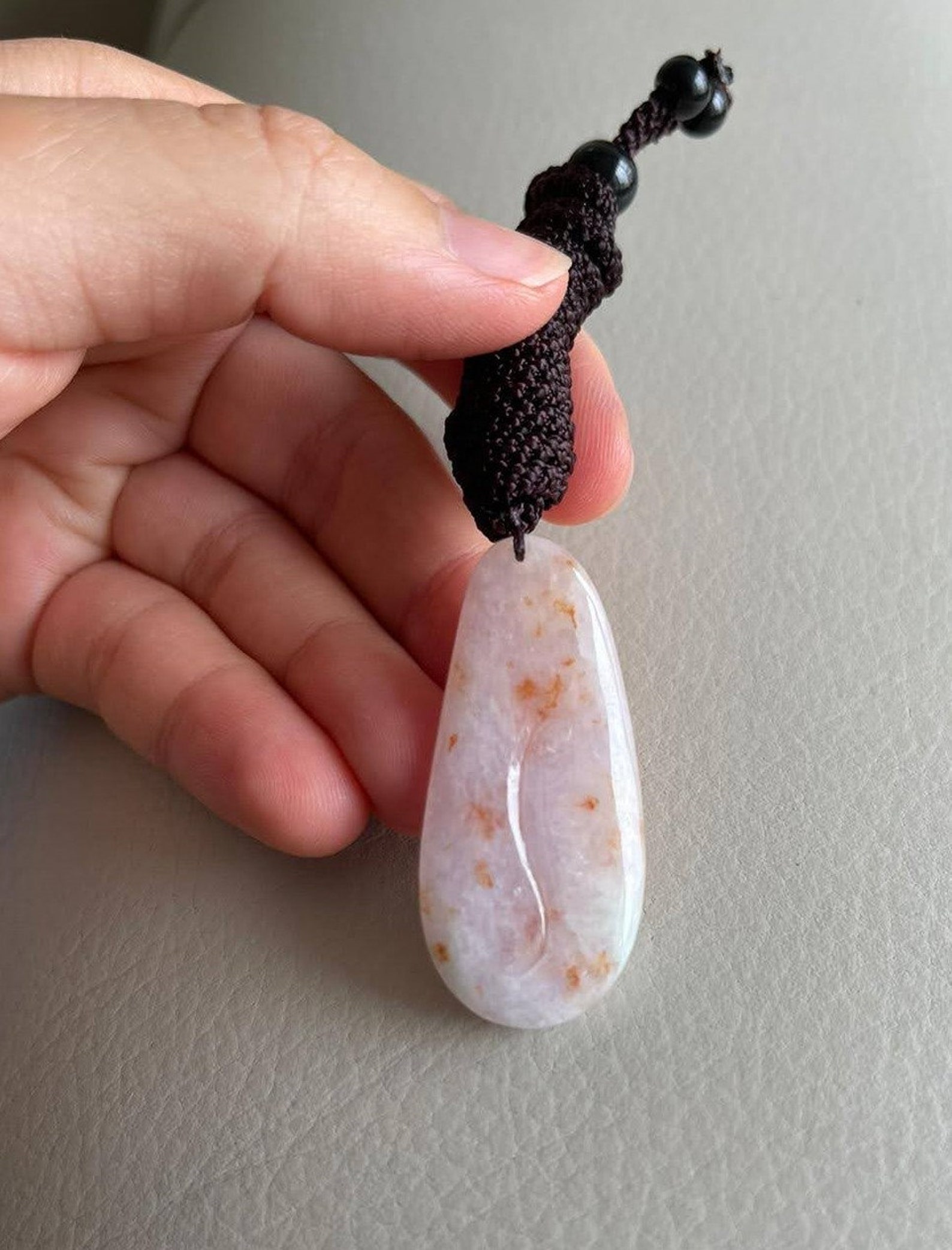 Flower Bird Jadeite Jade Pendant for Necklace, Light Green & Maroon ...