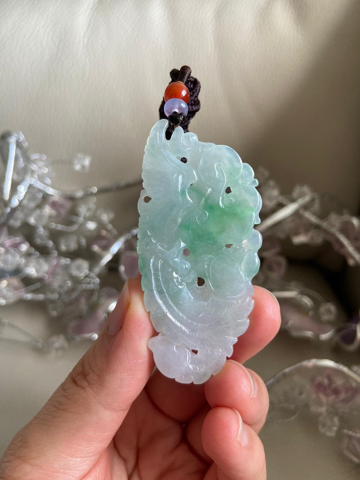 Chinese Phoenix Jadeite Jade Pendant Light Green Natural - Etsy