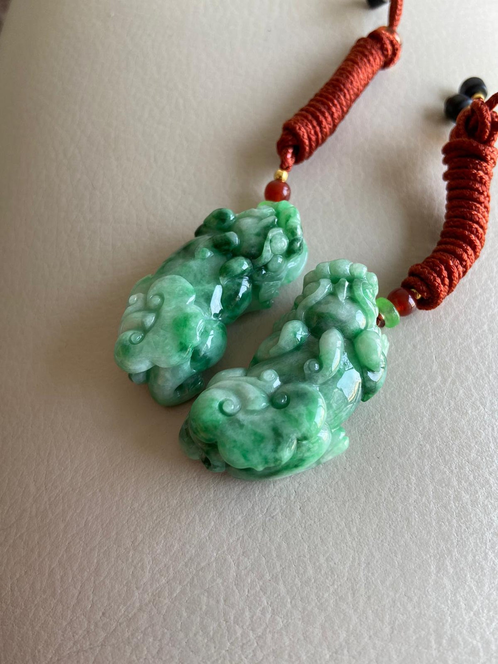 Pair Chinese Pixiu 貔貅 Jadeite Jade Pendant Light Green - Etsy