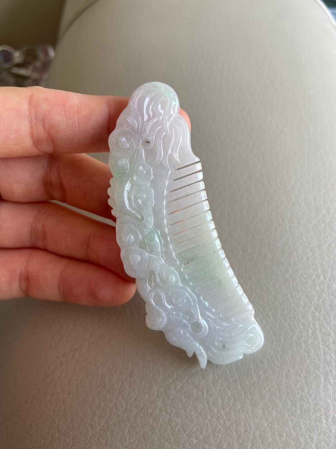 Jadeite Jade Comb, Light Green, Natural Grade A Jade, Burma Burmese ...